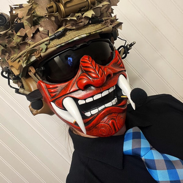 Half Face Assassin Ronin Samurai Mask, Cool Baddass Demon Oni Mempo ...