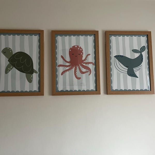Sea Animals UNFRAMED Poster, Under the Ocean Nursery Print, Scandi ...