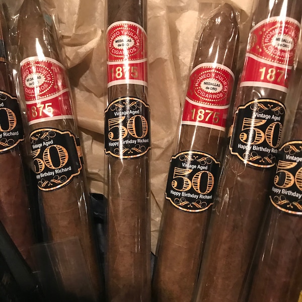 Custom Milestone Birthday Cigar Labels Party Favor 30th 40th 50th ...