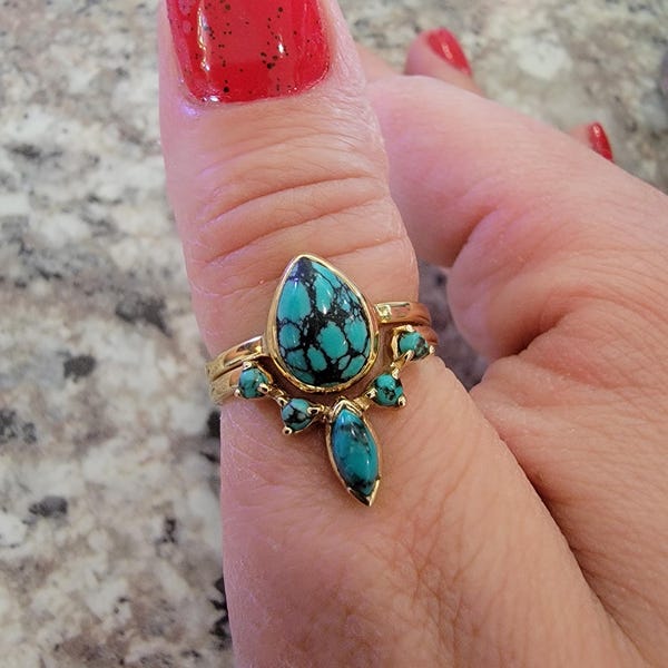 Turquoise Multi Stone Ring, Oval Turquoise Ring, Turquoise Ring ...
