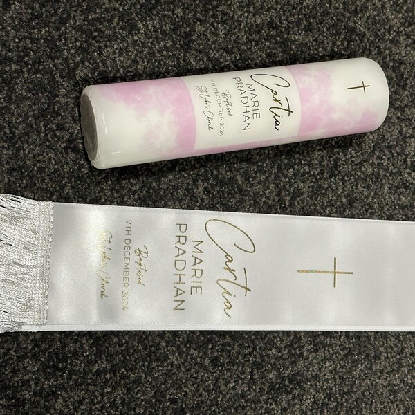 Custom Baptism Stole & Candle / Christening Stole Candle Set ...