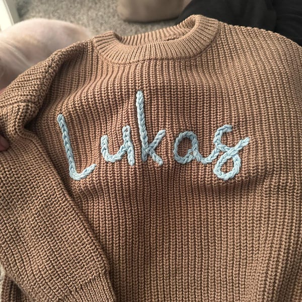 Custom Baby Name Sweater: Embroidered Knit Sweatshirt for Toddlers ...