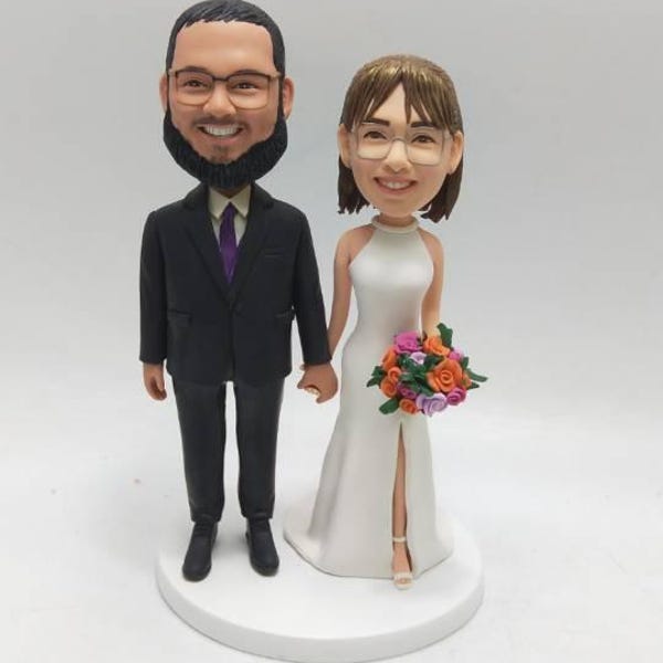 Handmade Custom Marry to Me Kiss Wedding Bobble Head Handmade Polymer ...