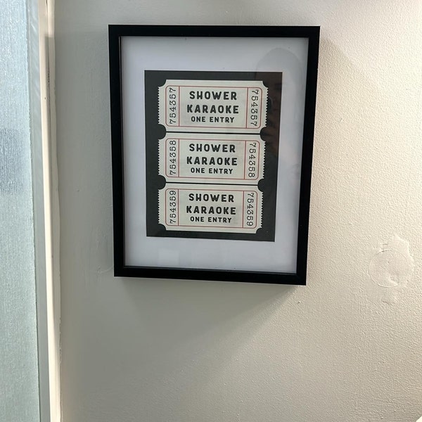 Shower Karaoke Ticket Print Bathroom Retro Black Cream Aesthetic Shower ...