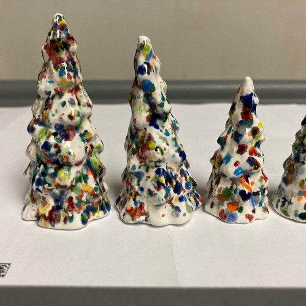 4 Mini Ceramic Christmas Tree Trees Decor New Handmade in USA Made From ...
