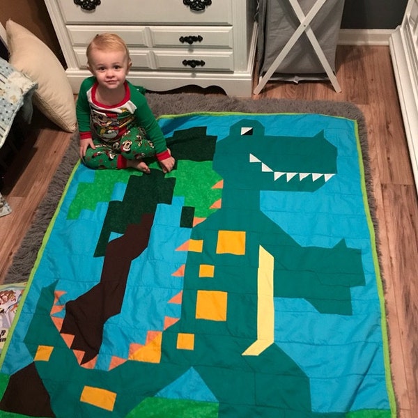 T-rex Quilt Pattern, 3 Sizes: 36x42, 24x28, 48x56, Instant Download ...