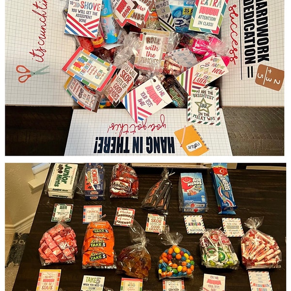 Student Candy Gift Tag Printables - College Care Package Gift Tags ...