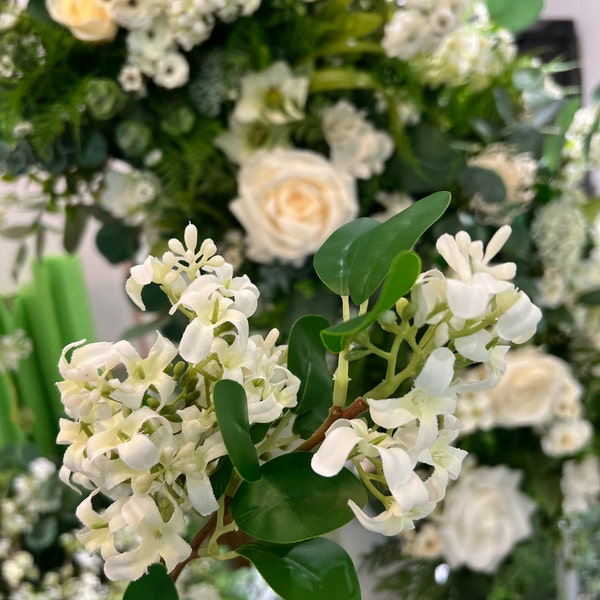 28" Cream Fake Lilacs Flower Branch, Faux Spring Flower Stem ...