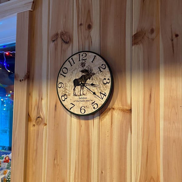 Moose Clock- Personalized Rustic Moose Wall Clock - Etsy