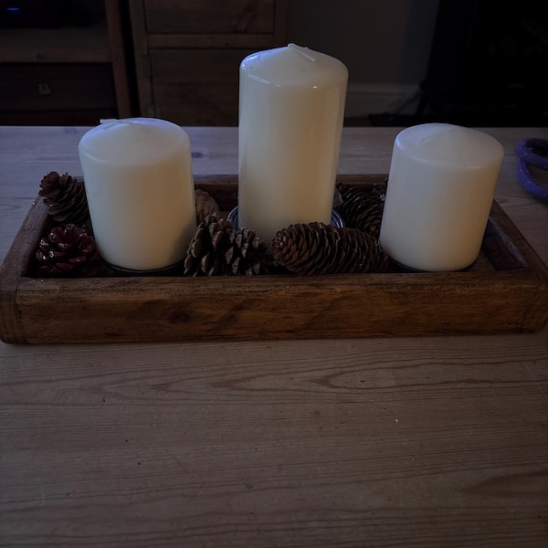 Shallow Reclaimed Wood Tray / Bathroom Tray / Tea Tray / Coffee Tray ...