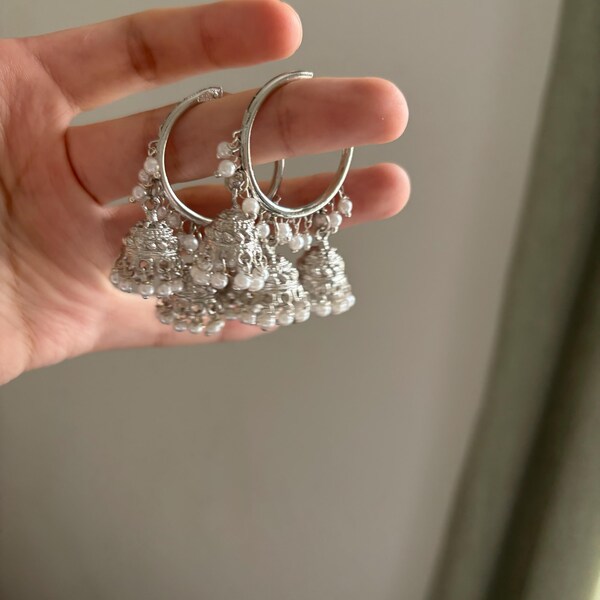 Silver Bridal Set - Pearl Indian/ Pakistani Style With Jhumka Earring ...
