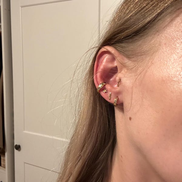 Leilani CZ Silver Crystal Ear Cuff, Fake Conch Piercing, Earring Cuff ...