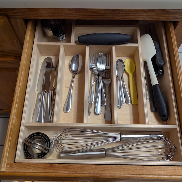 19 to 21 Inch Wide Drawer Insert, Custom Drawer Organizer, Wood Drawer ...