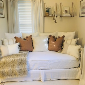 Daybed Slipcover Natural Linen, Upholstered Mattress Fitted Mattress ...