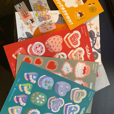 Cute Vinyl Vintage Valentines Heart Love Cake Red Sticker Sheet for ...