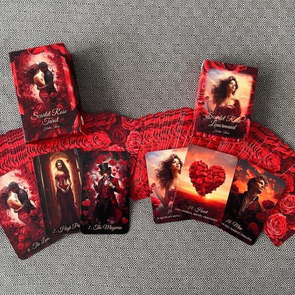 Scarlet Rose Love Tarot & Lenormand • 2 Deck Special Bundle • Hattie ...