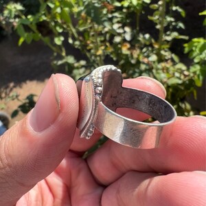 925 Sterling Silver Red Stone Men Ring Handmade Embroided Ring Vintage ...