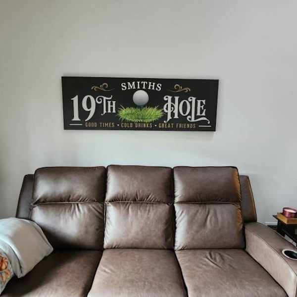 19th Hole Sign Home Bar Decor Personalized Golf Wall Decor Simulator ...
