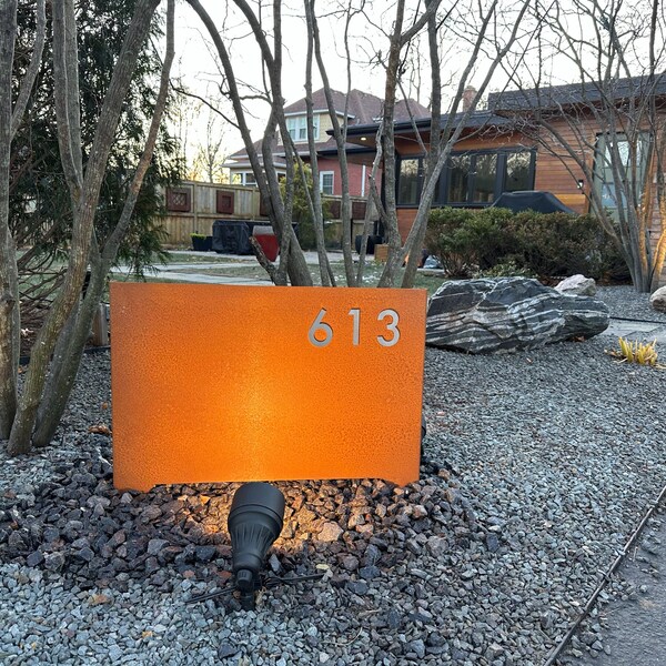Modern Industrial Address Sign: Weathered Steel, Magnetic Numbers - Etsy
