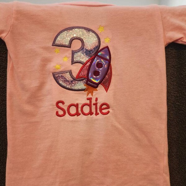 Space Ship Applique Design / 3rd Birthday Embroidery Design / Outer ...