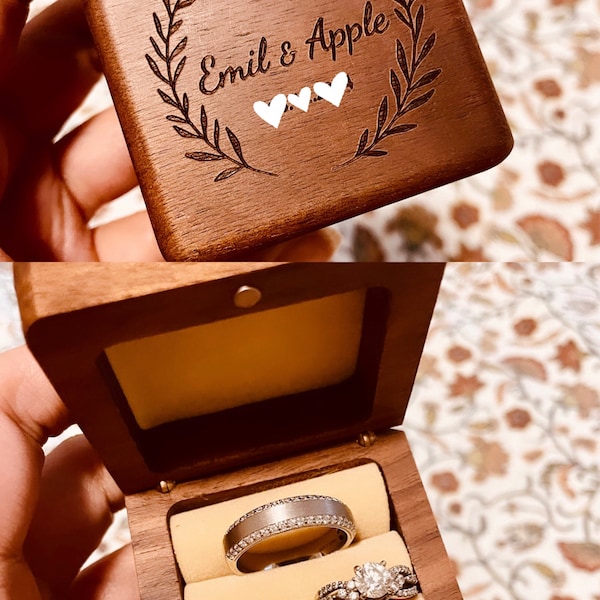 Personalized Wedding Ring Box Custom Wood Ring Box Engagement Ring Box ...