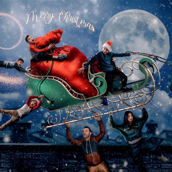 Santa Sleigh Rooftop Scene V2 - Etsy