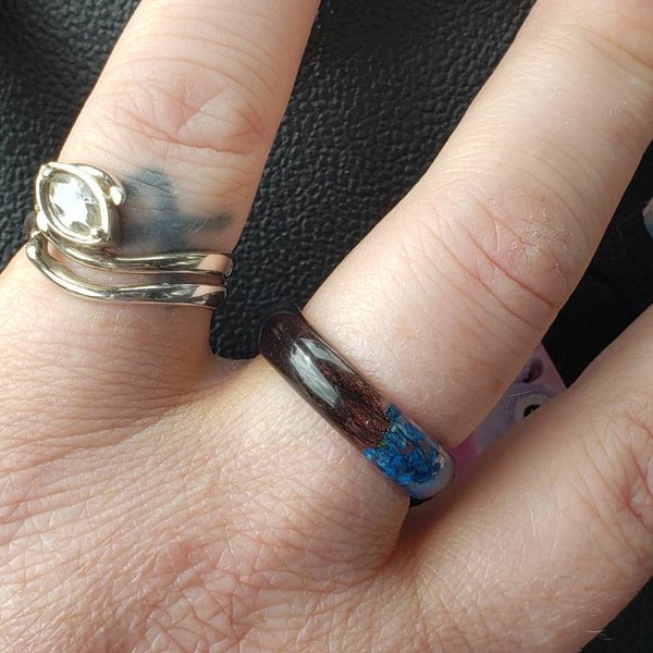 Lock of Hair Ring, Hair Keepsake Jewellery, Blue Flower Memorial Ring ...