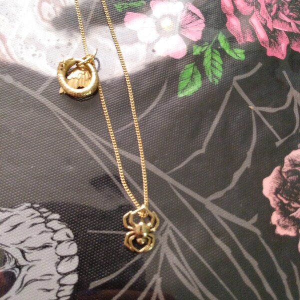 Gold Spider Necklace - Solid 14K Gold Spider Charm Spider Pendant ...