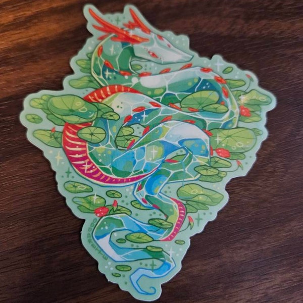 Water Dragon Sticker - Transparent Stickers - Vinyl - Waterproof ...