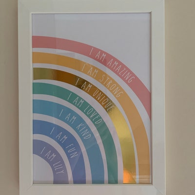 Rainbow With Foil Print, I Am Important, I Am Amazing, I Am Strong, I ...