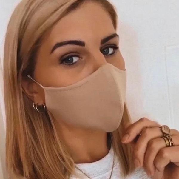 Neutral Cream Beige Tan Mauv Face Mask - Reusable, Washable, Fashion ...