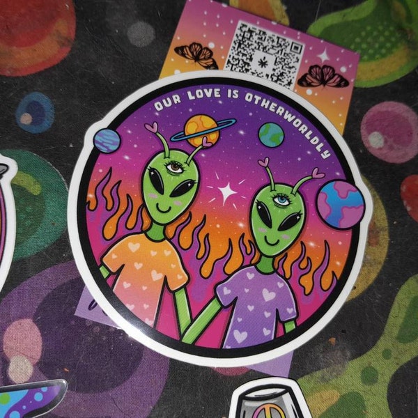 Alien Babe Sticker, Hippie, Vinyl Sticker, Trippy, Alien, Stoner, Pot ...