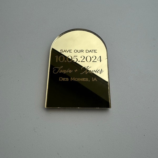 Boho Save the Date Mirror Acrylic Magnets Custom Personalized / Arch ...