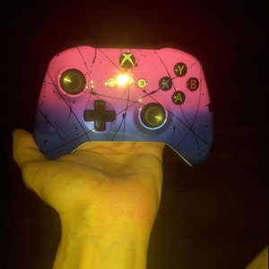 Hot Pink & Blue Hand Airbrushed Fade Wireless Xbox Series X/S Xbox One ...
