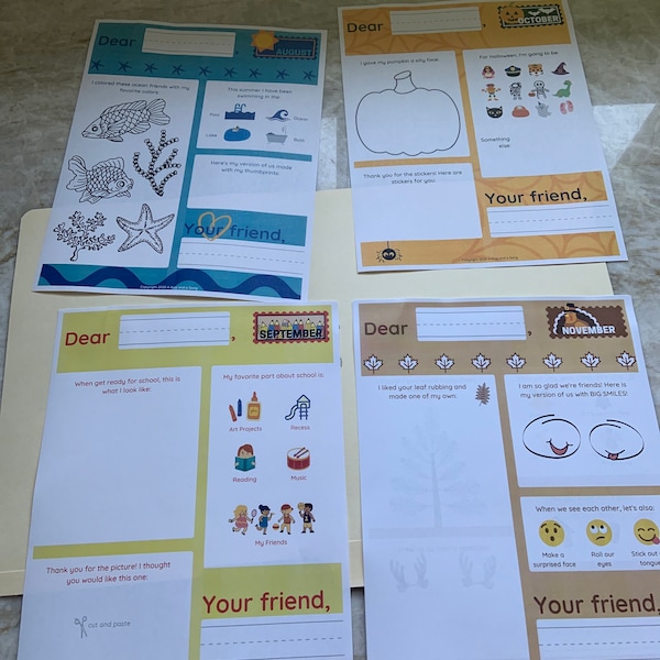 Pen Pal Letters for Little Kids to Exchange With Friends, Classmates ...