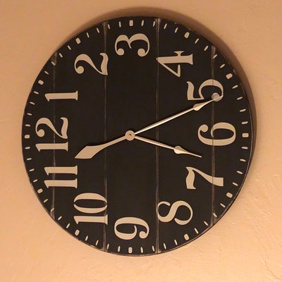 18 Inch Clock, Wooden Clock,farmhouse Decor, Large Wall Clock, Rustic ...