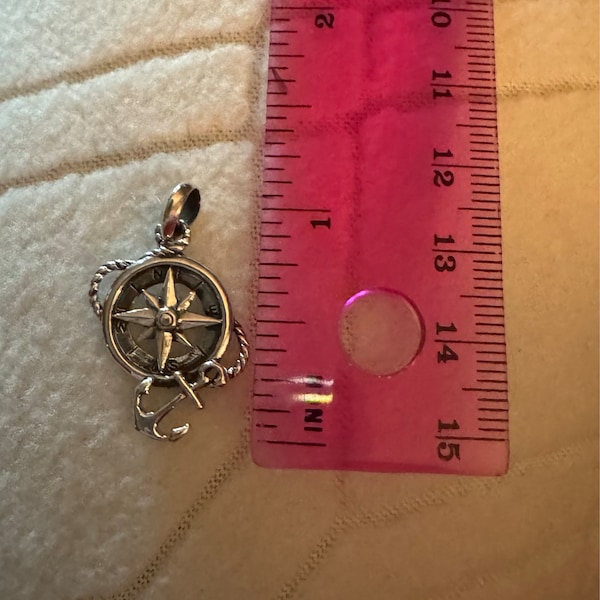 Sterling Silver Anchor Wrapped Compass Charm - 25mm X 15mm Nautical ...