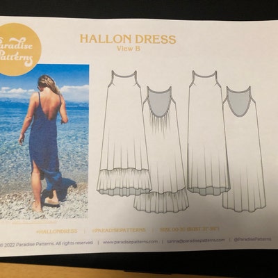 Hallon Dress PDF Sewing Pattern, Sizes 00-30, Summer Resort Dress, B ...