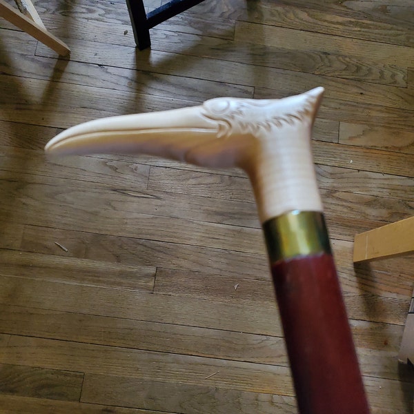 PATHFINDER Walking STICK Wood CANE Carving Unique Art Brown Wooden ...