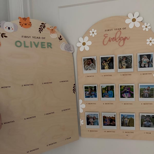 My First Year Birthday Photo Sign | Safari Jungle Animal Boho, One Year ...