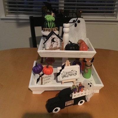 Halloween Tiered Tray Decor Haunted Halloween Tray Kit Ghost Witches ...