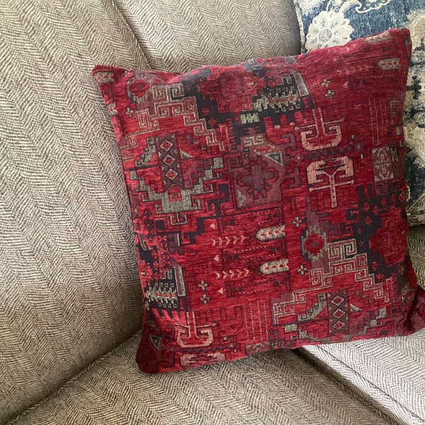 Any Size Red Turkish Kilim Throw Pillow Cover, Turkish Rug Pillow, Dark ...