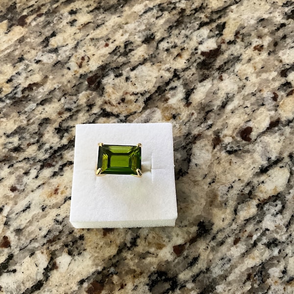 Peridot Rectangle Ring · Gold Peridot Ring · Emerald Cut Ring · August ...