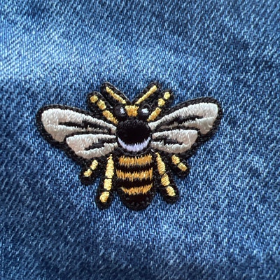 Tiny Bee Patch Iron on Embroidered Patches Metallic Gold - Etsy