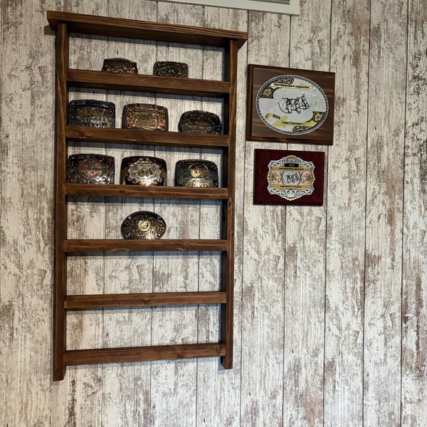 18 Vertical Belt Buckle Display 33hx18.25wx2.5d Rustic Barnwood Style ...