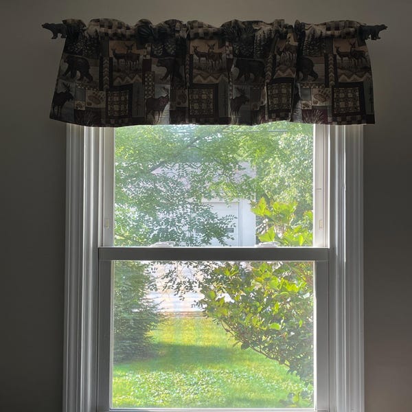 3 1/2 Inch Rod Pocket Valance, Cabin Decor, Tapestry Moose Valance ...