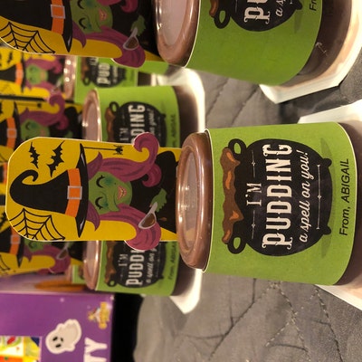 Witch Pudding Cup Halloween Treat Printables, Classroom Halloween Treat, Halloween Party Favor ...