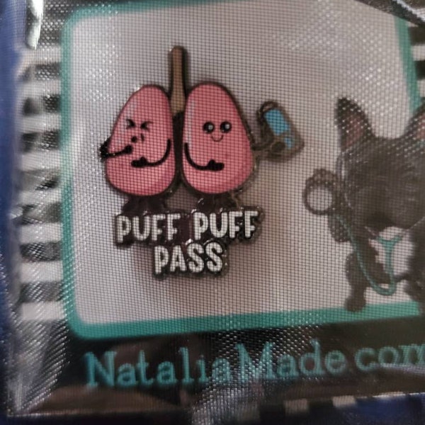 Puff Puff Pass Enamel Pin, 1.25" Cute Lungs Pin, Respiratory Therapist ...