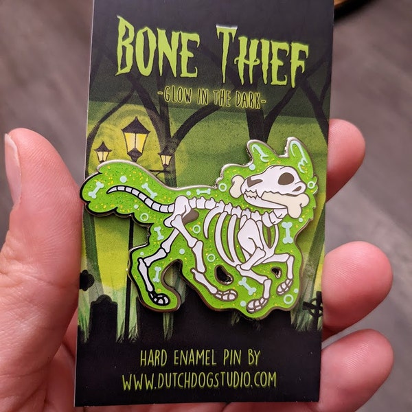 Glow in the Dark Skeleton Dog Enamel Pin: Spooky Halloween Pup - Etsy