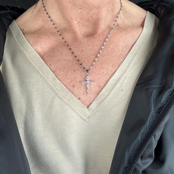 Diamond Cross Pendant Necklace in Custom Silver Rope Box Snake Cable ...
